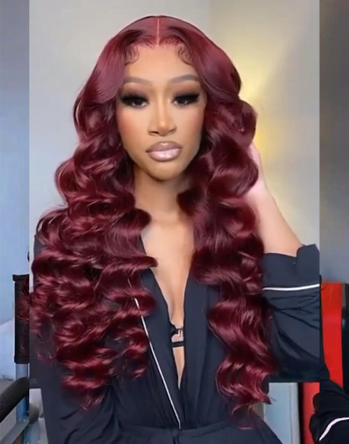 13x4 Lace Frontal | 4x4 Closure wig 99j Burgundy Loose Deep Wave Wig ...