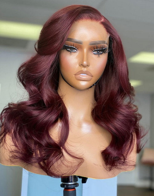 4X4 HD Lace Closure Wig Dark Red Wine Color Real Human Hair丨ALIMICE'S ...